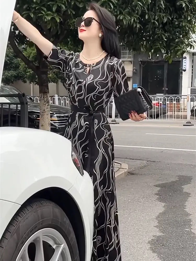 ĐẦM LỤA HỌA TIẾT CAO CẤP SANG TRỌNG - D1209